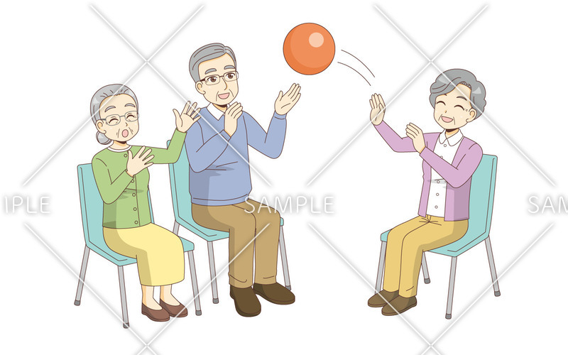 介護施設でのボールを使ったレクリエーション（レク・イベント/介護・生活）の無料イラスト | 介護アンテナ